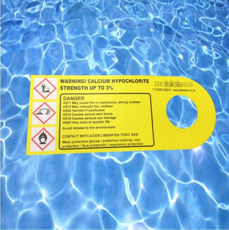 Calcium Hypochlorite Hanging Label - JAK Water Systems